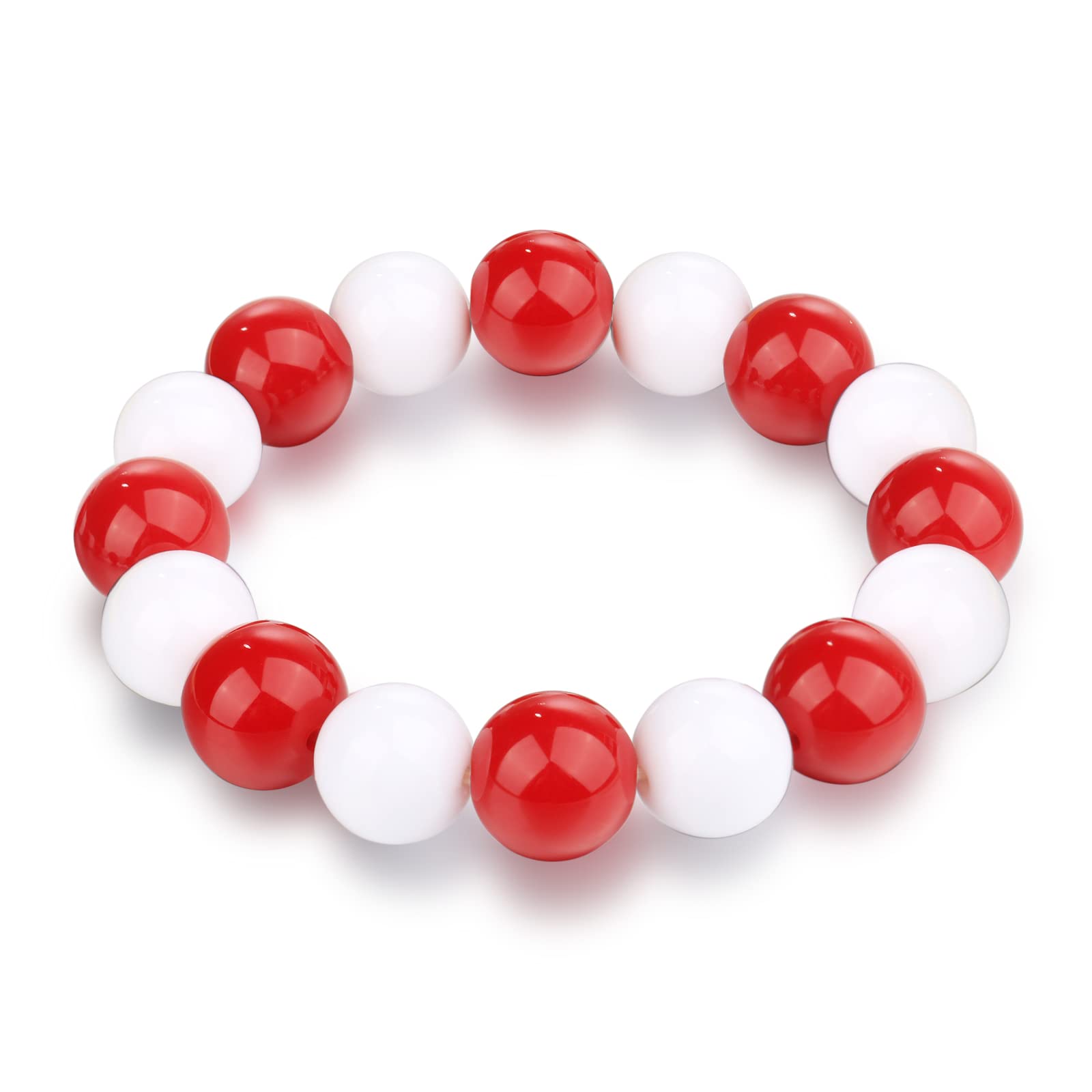 Holy rose 2 Pcs White Red Black Acrylic Beads Bangle Bracelets For Women Men Cosplay Props Jewelry