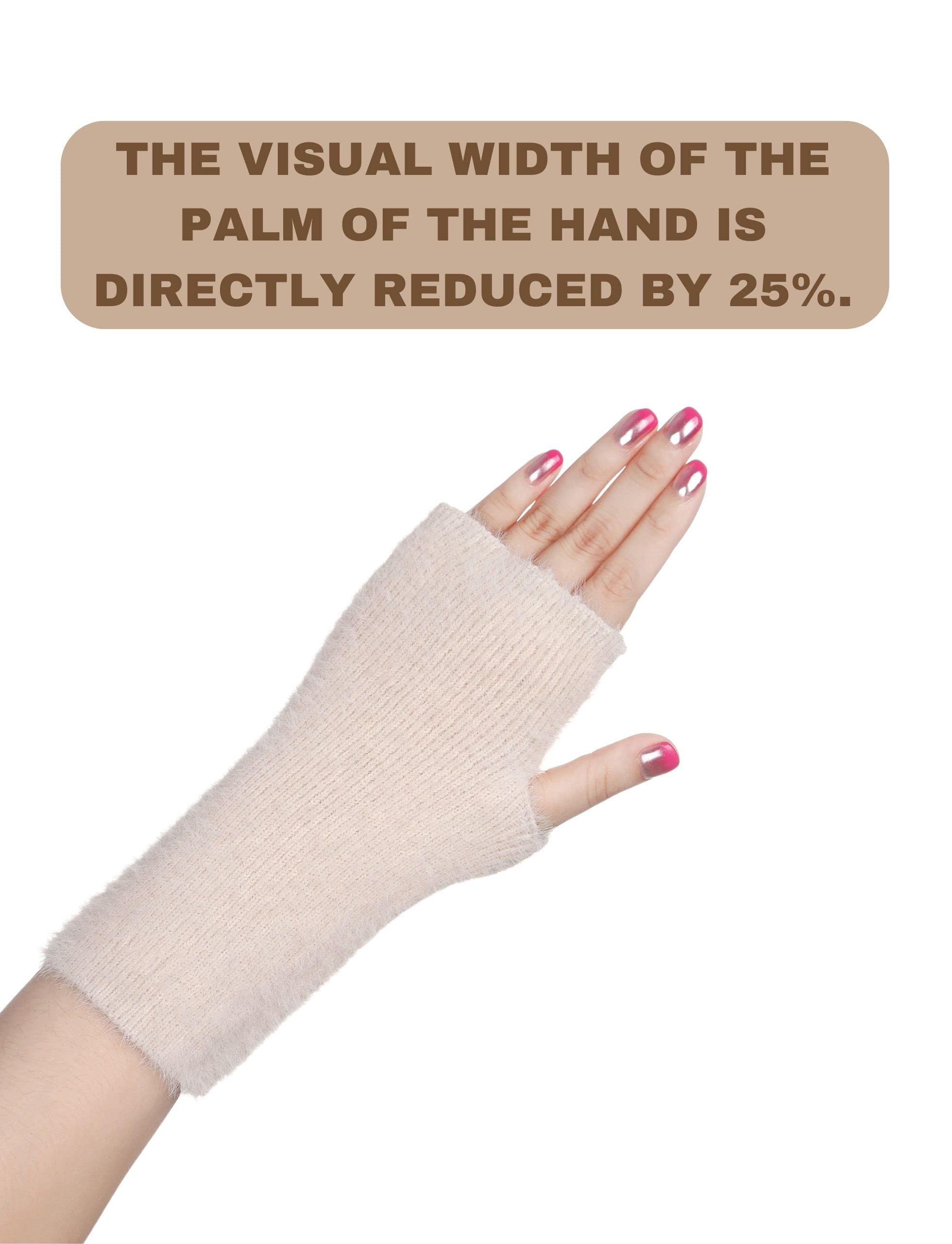 Hymus Winter Arm Warmers Mittens Fuzzy Fingerless Gloves for Women, Touch Screen Gloves for Typing Driving