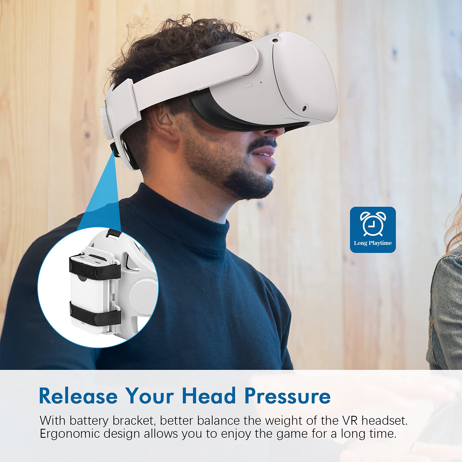 Head Strap for Oculus Quest 2, Replacement with Battery Holder Bracket, Reduce Head Pressure, Compatibly Multiple Sizes Battery White