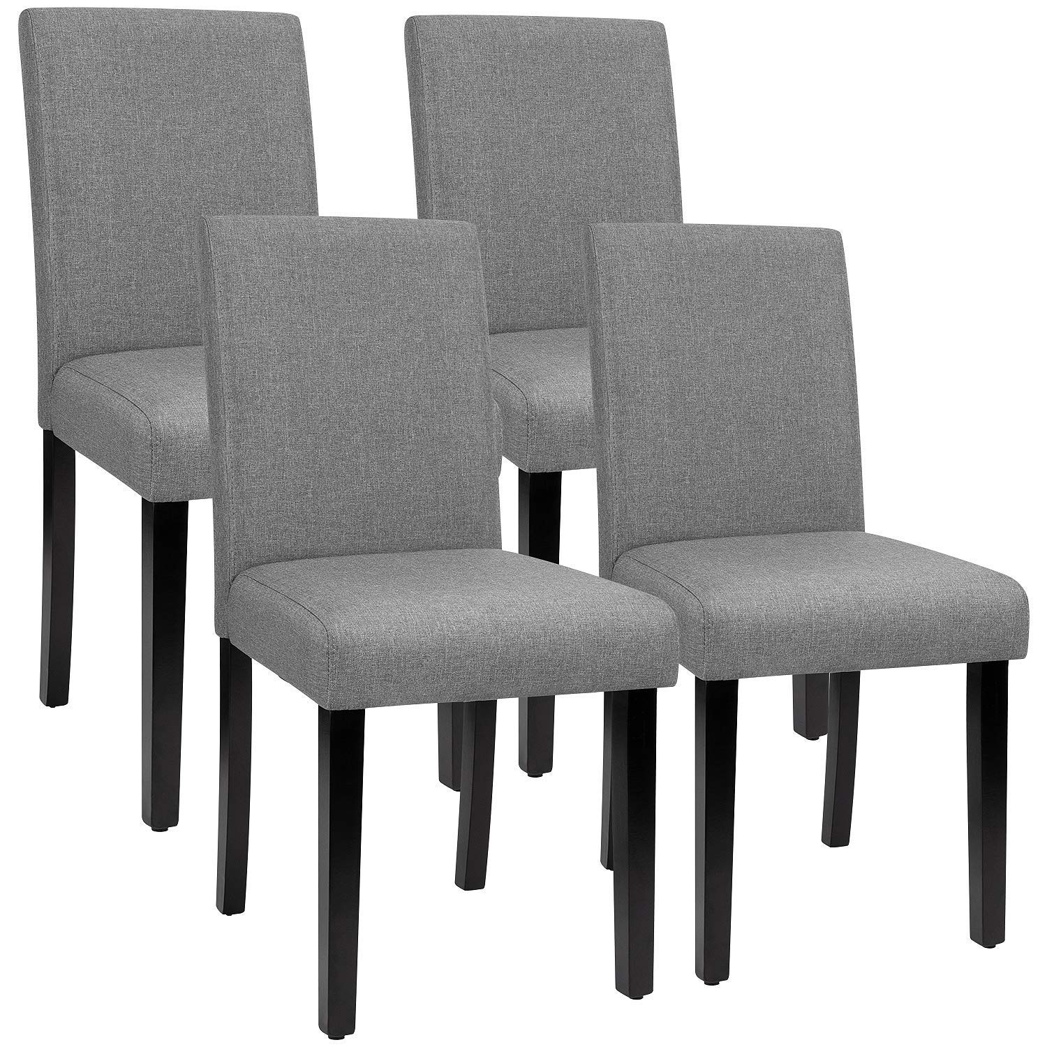 Furmax Dining Chairs Urban Style Fabric Parson Chairs Kitchen Living Room Armless Side Chair with Solid Wood Legs Set of 4 (Beige)