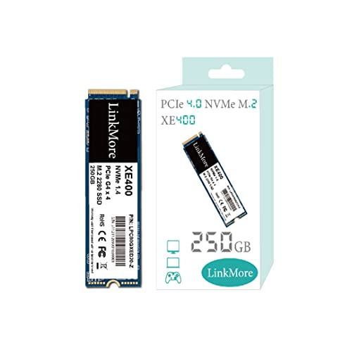 LinkMore XE400 250GB M.2 2280 PCIe Gen4 NVMe 1.4 Internal SSD, Solid State Drive, Read Speed Up to 4650MB/s Storage for PC, Laptops, Gaming