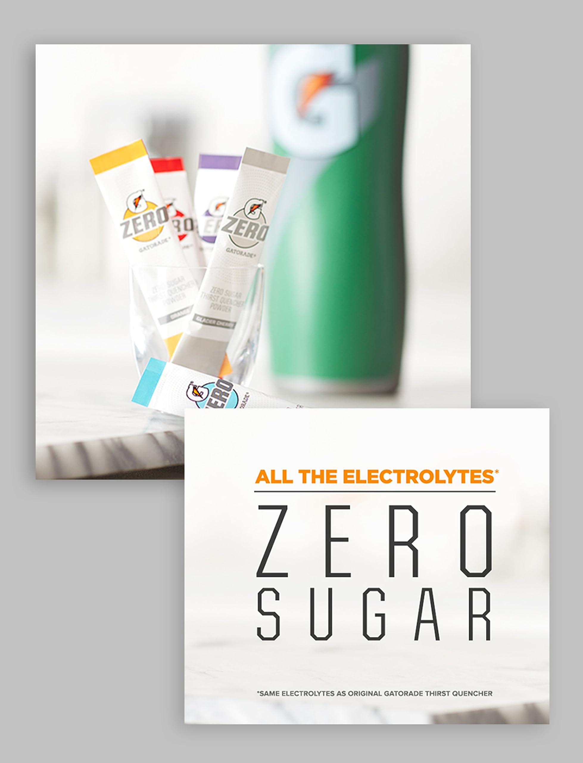 Gatorade Zero Thirst Quencher Powder Packets, Orange, 0.10 oz Individual Packets 40 Count