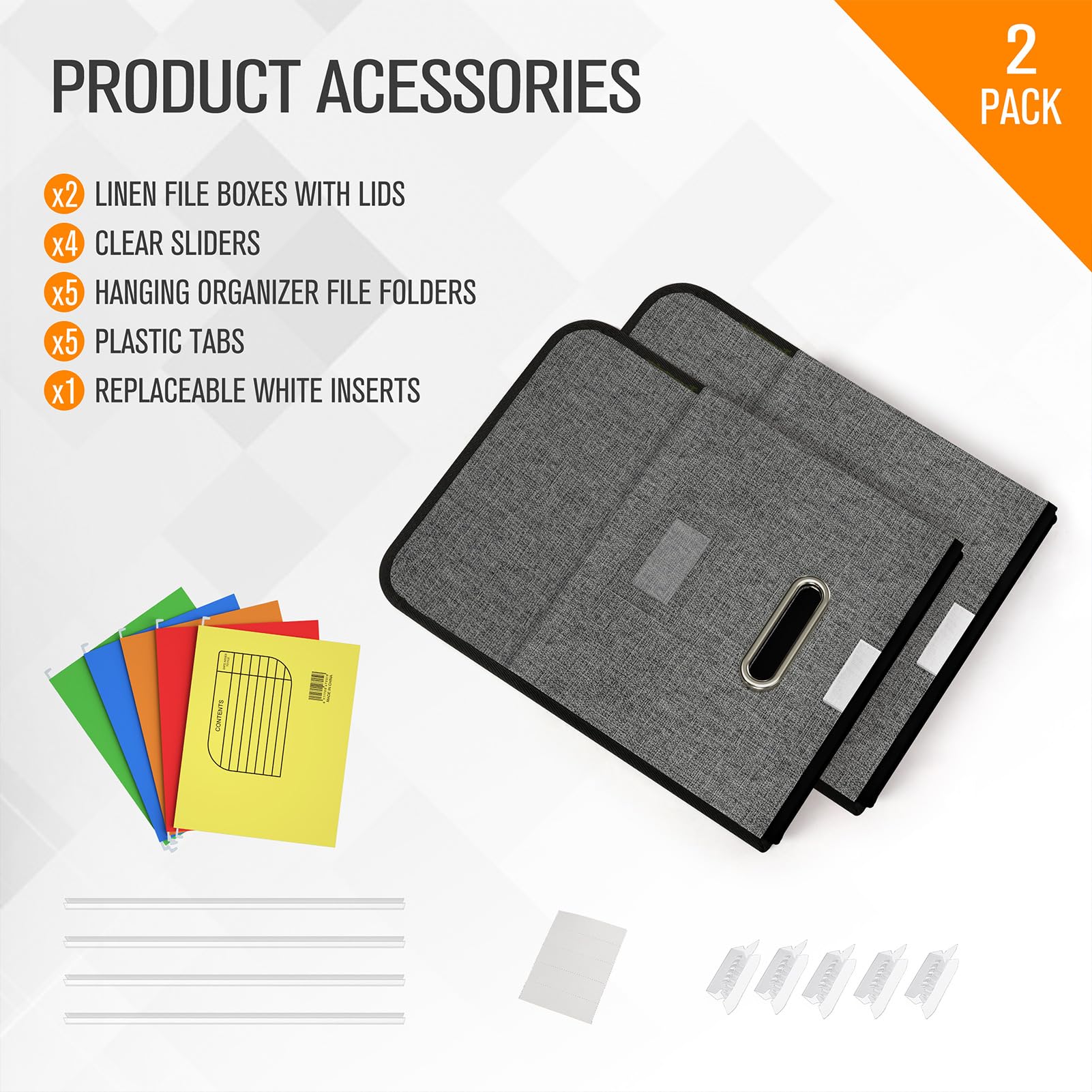 Forlogic File Organizer Box with Lid, Collapsible Linen File Box for Letter/Legal Folder, Filing Box, File Folder Organizer with Hanging Folders for File Storage in Office/Home
