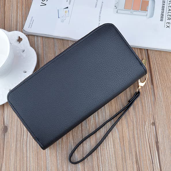 Lombera Black Embossed Wristlet Wallet for Women, RFID Blocking Long Leather Wallet Credit Card Holder for Women,Ladies Wallet