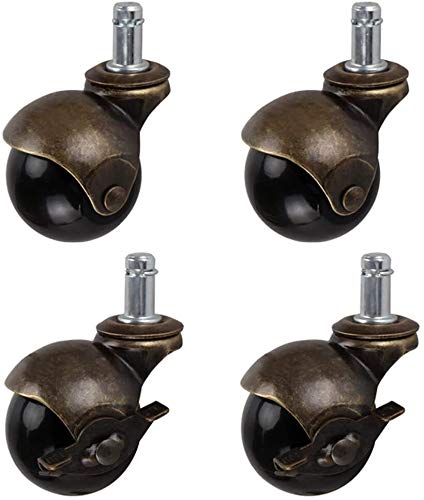 Furniture Castors,Swivel Caster Wheels,Industrial Castor Wheels Heavy Duty Ball Caster Stem 2" 50mm Set of 4 Load Capacity 75KG / 165 Lbs (4) with Metal Sockets Replacement Vintage Antique-A