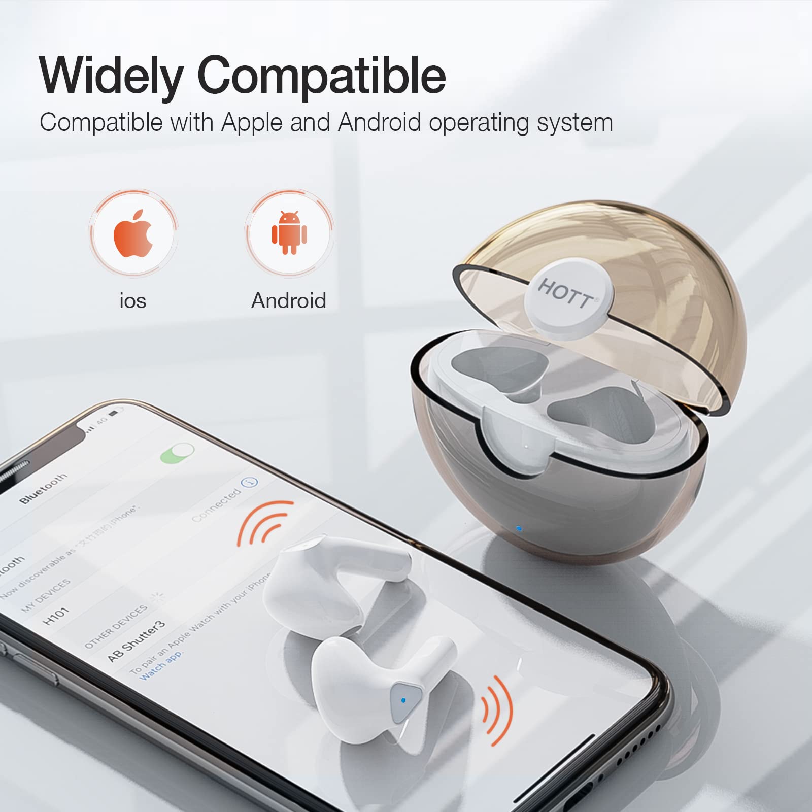 HOTT Wireless Bluetooth Earbuds,True Wireless Sport Earbuds,Type C Earbuds with Microphone,Waterproof Stereo Headphones with Charging Case,in-Ear Headphones Wireless