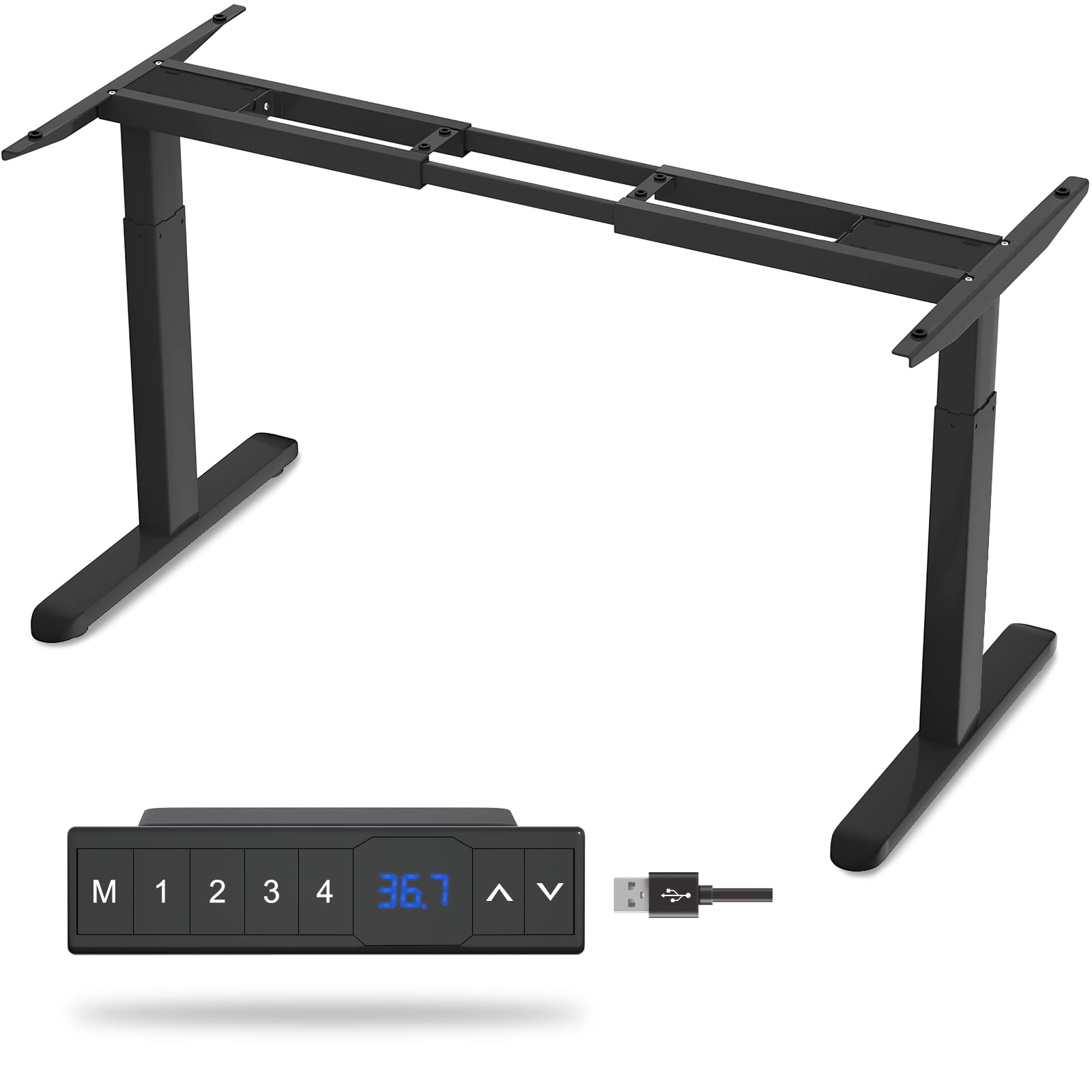 HAIAOJIA Height Adjustable Standing Desk Frame - Dual Motor Load 265lbs Electric Sit Stand Desk Stand Up Desk Heavy Duty 2-Stage Base for Home Office - Frame Only, Black