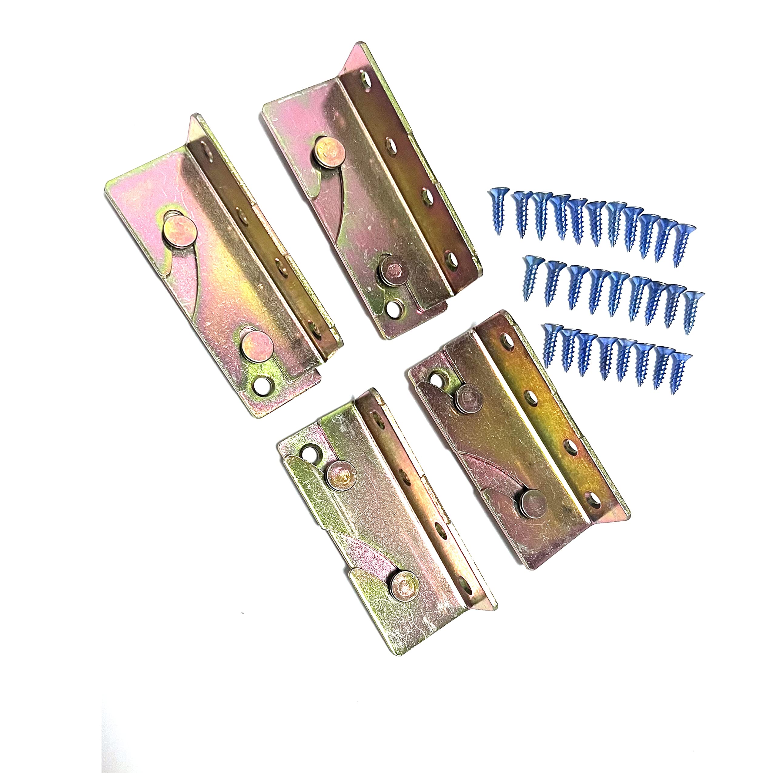 Heavy Duty Non-Mortise Bed Rail Fittings, Bed Rail Brackets, Bed Frame Hardware, Wooden Bed Brackets . Set of 4 with Screws .