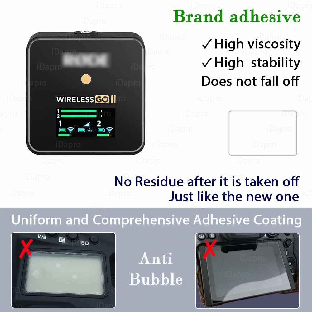 Glass Screen Protector for Rode GO II 2 Wireless Microphone [2+4 Pack], iDaPro Tempered Glass Easy Installation