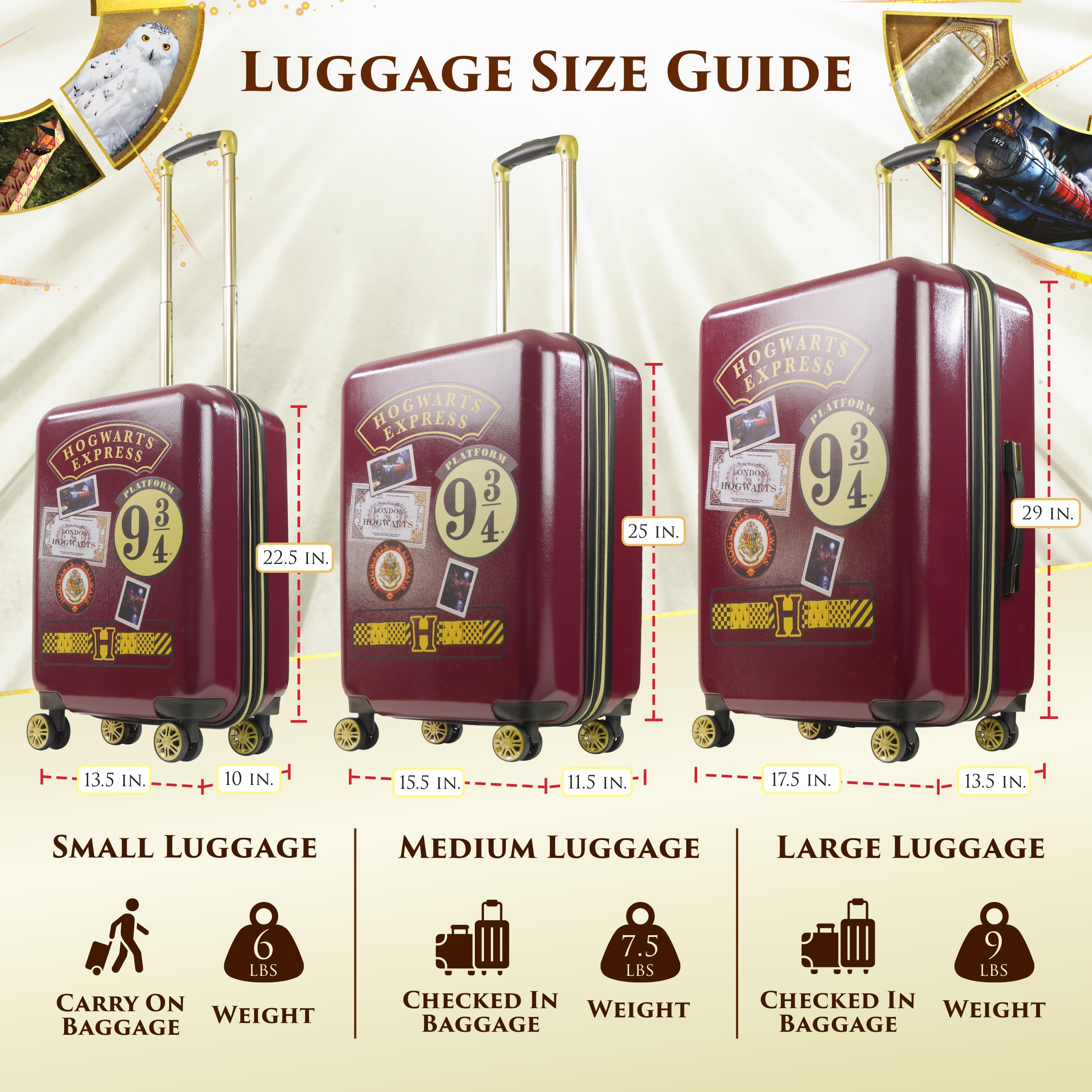 FUL Harry Potter 21 Inch Carry On Luggage, Hogwarts Express Hardshell Rolling Suitcase with Spinner Wheels, Black