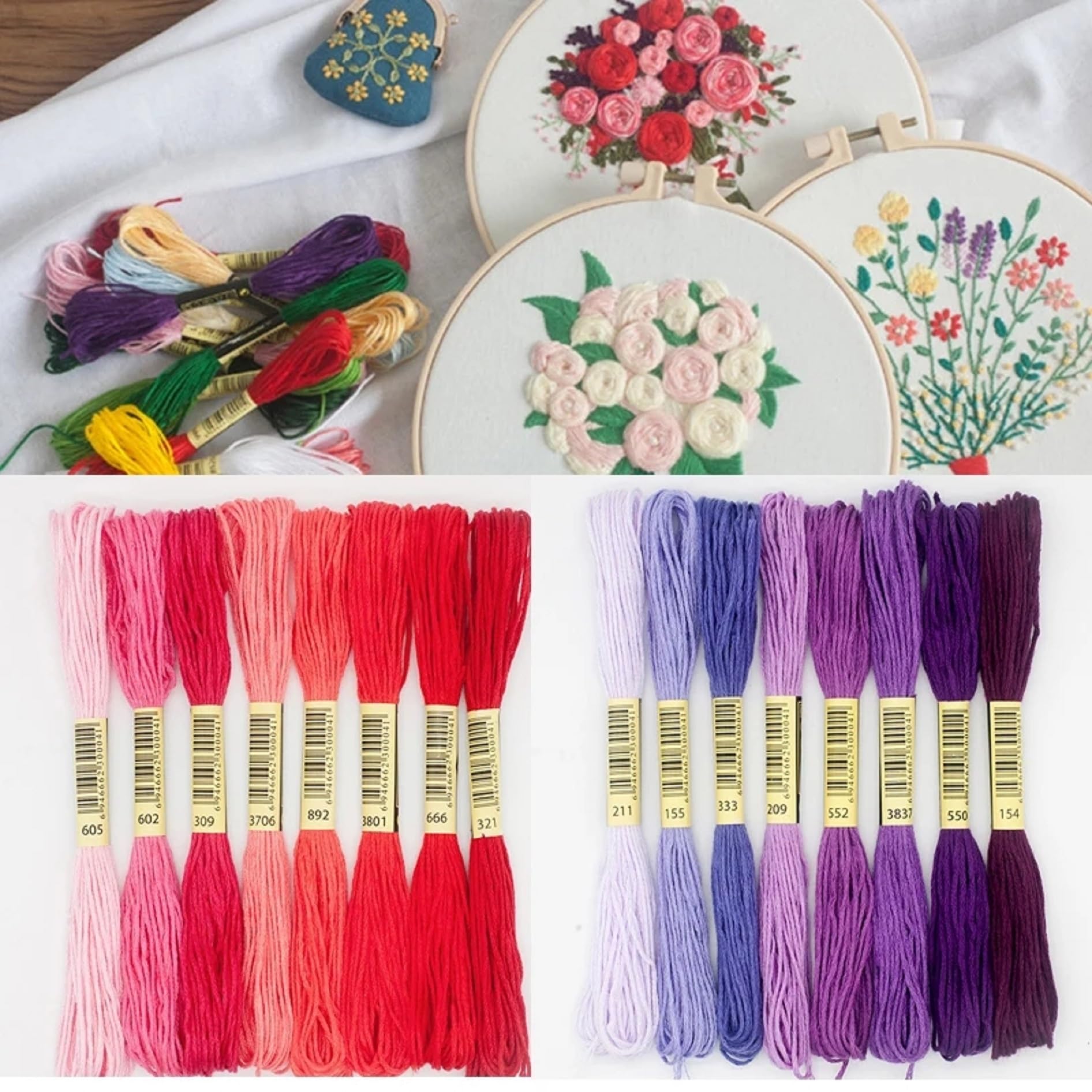 Funxvoot 136 pcs Embroidery Floss Cross Stitch Threads String Kit with Tool accessories for Cross Stitch Threads, Bracelet Yarn, Craft Floss, Aroic Embroidery Floss Set