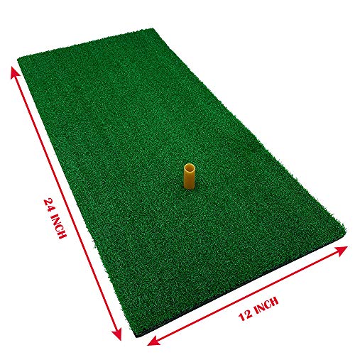Golf Mat with Tee. Perfect for Home Practice in The Backyard or Inside with a net or Simulator. Use for Full Shots or Chipping. (Large - 12" X 24")