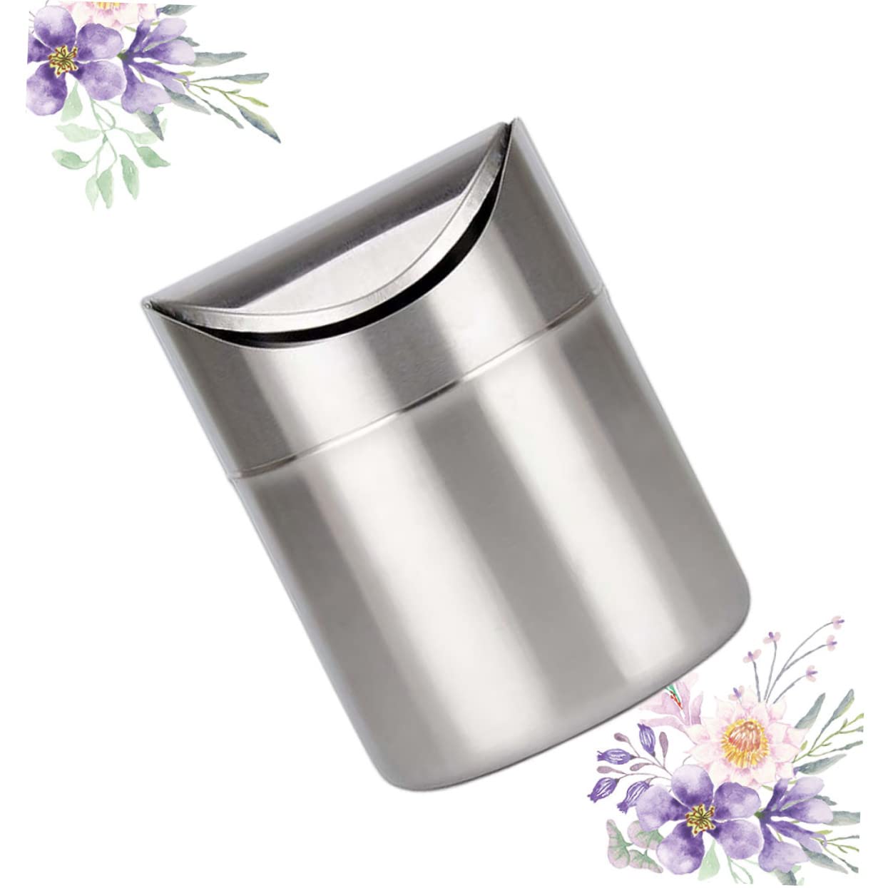 GATHINESS Table countertop Trash cans Mini Tiny Trash Stainless Steel Trash can Metal Trash can with lid Outdoor Trash can Office Table Trash can Desktop Trash with Cover Recycle Office