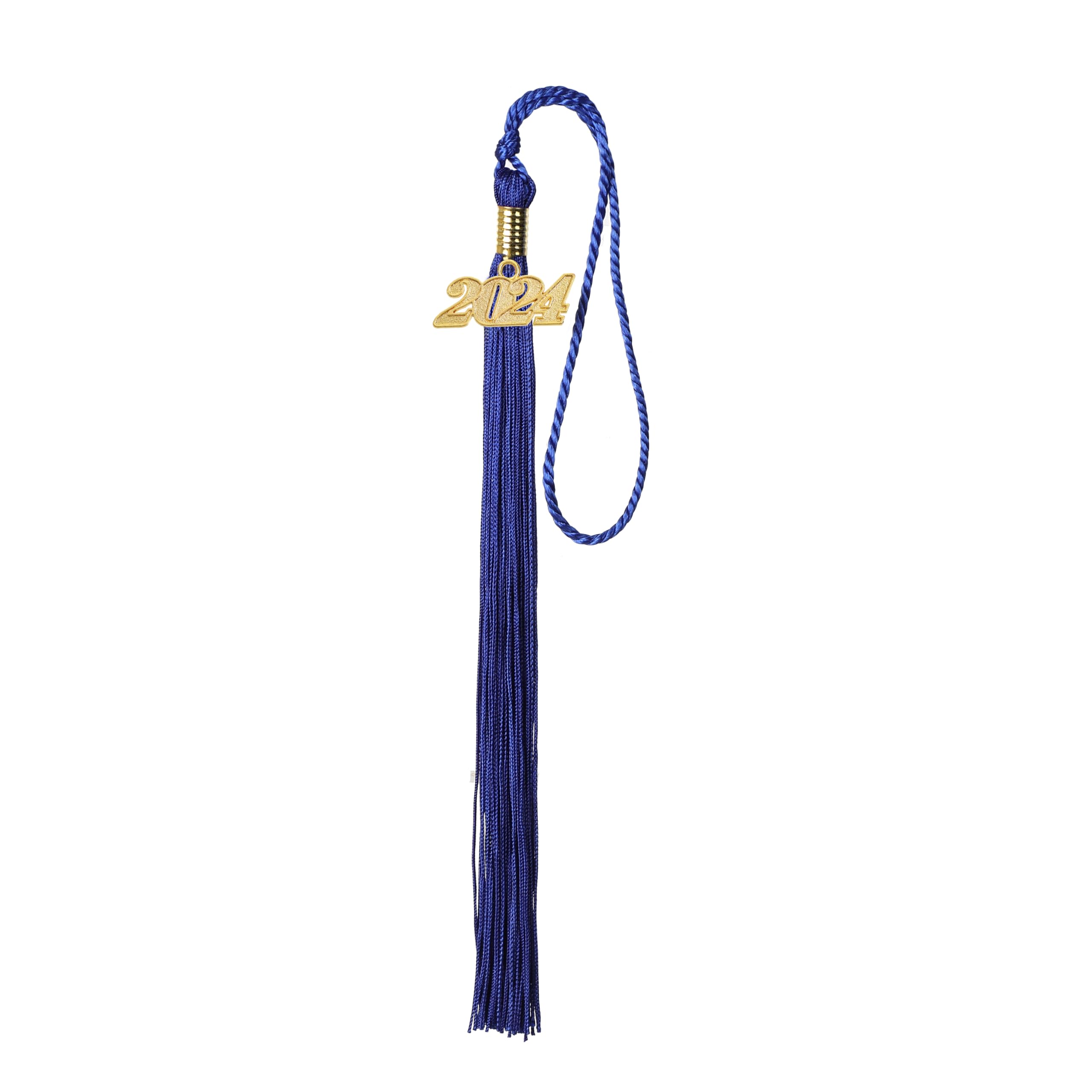 FtyFty Unisex Adult Matte Graduation Cap with Tassel Year Charm (Black with royal)
