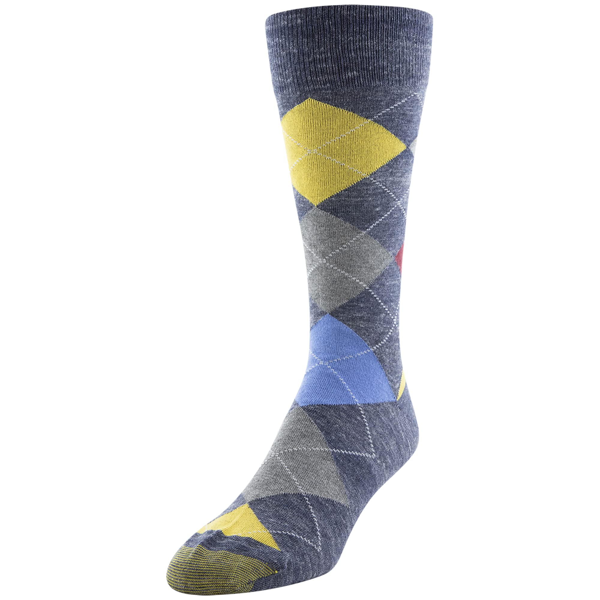 GOLDTOE Men's Carlyle Argyle Crew Dress Socks, 3-Pairs, Denim/Ash Grey/Merlot, Large