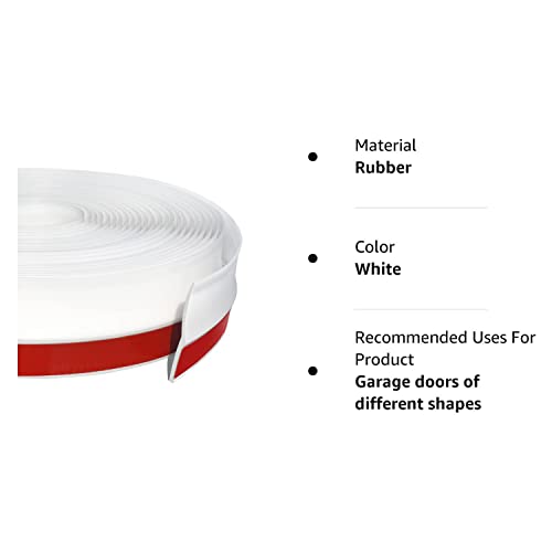 FOSLUOC Garage Door Seal Top and Side Seal Strip 34FT White Adhesive Backed Rubber Weather Stripping Replacement Weatherproofing Universal Sealing Professional.
