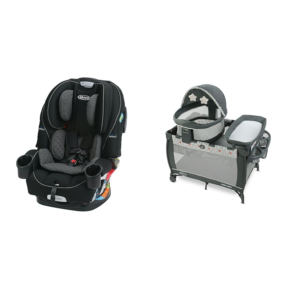 Graco 4Ever 4 in 1 Car Seat Featuring TrueShield Side Impact Technology & Pack 'n Play Travel Dome LX Playard | Includes Portable Bassinet, Full-Size Infant Bassinet, and Diaper Changer, Annie