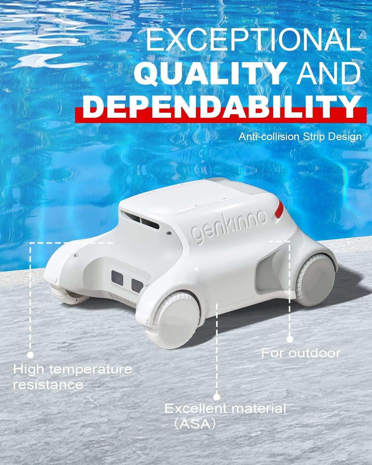 Genkinno Pool Cleaner Cordless Robotic Pool Vacuum: Automatic Pool Cleaners for Above/In Ground Swimming Pools - Smart Navigation Robot Pool Vacuum Cleaner Lasts 120 Mins for Efficient Cleaning