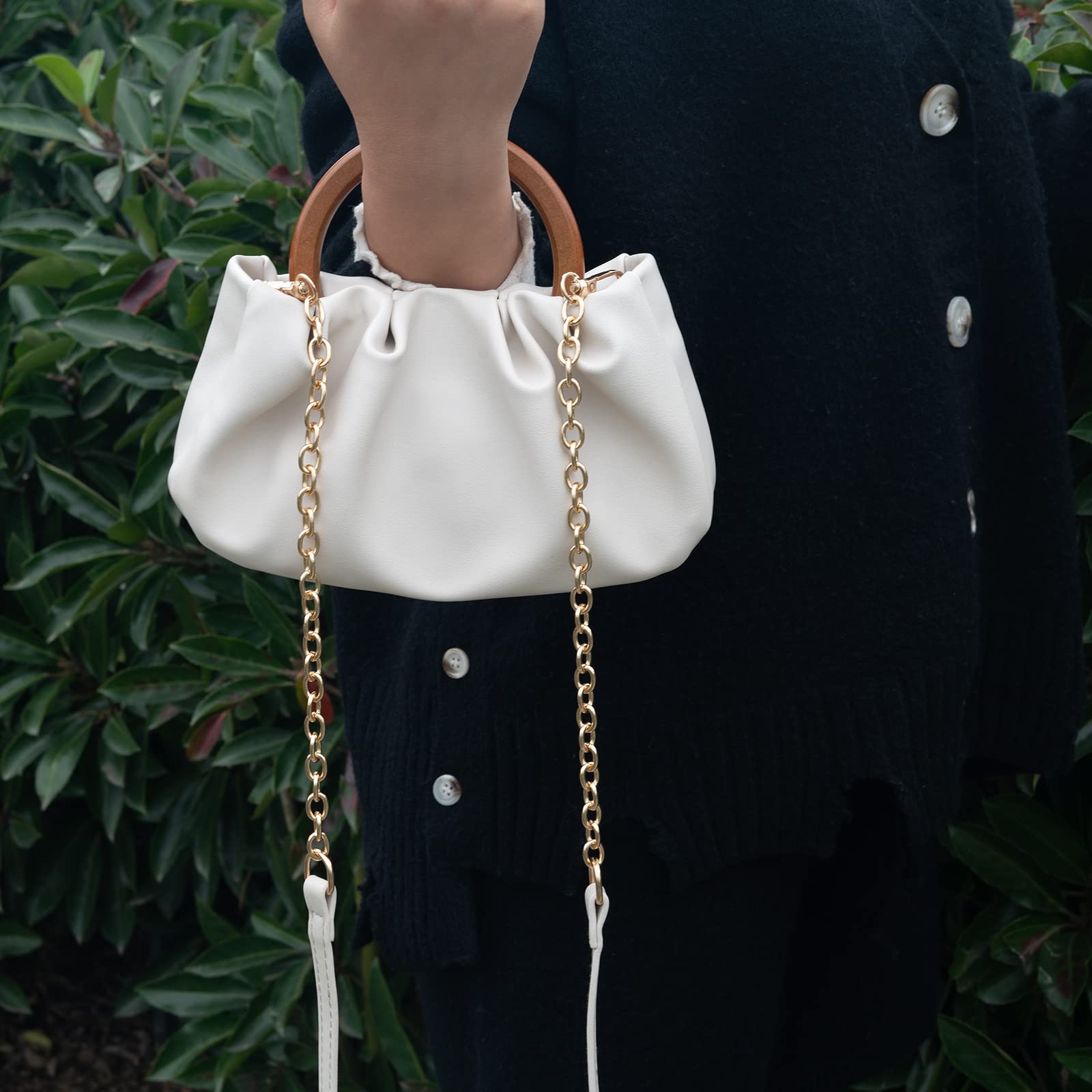 HEYCUE Women's Chic Fashion Clutch Purse Soft Pleated Leather Crossbody Bag Small Dumpling Top-Handle Bag