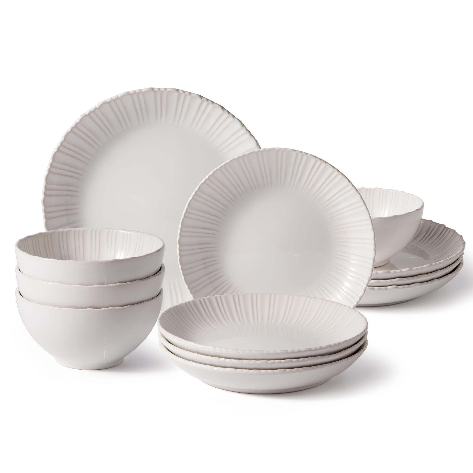 GBHOME Ceramic Dinnerware Sets, Elegant Stoneware Plates and Bowls Sets, Highly Chip and Crack Resistant | Dishwasher & Microwave Safe | Dishes Set