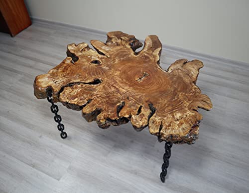 Live Edge Olive Tree Root Amazing Naturally Form Wood Slab, Big Coffee Table 79X 77 cm (Handmade)
