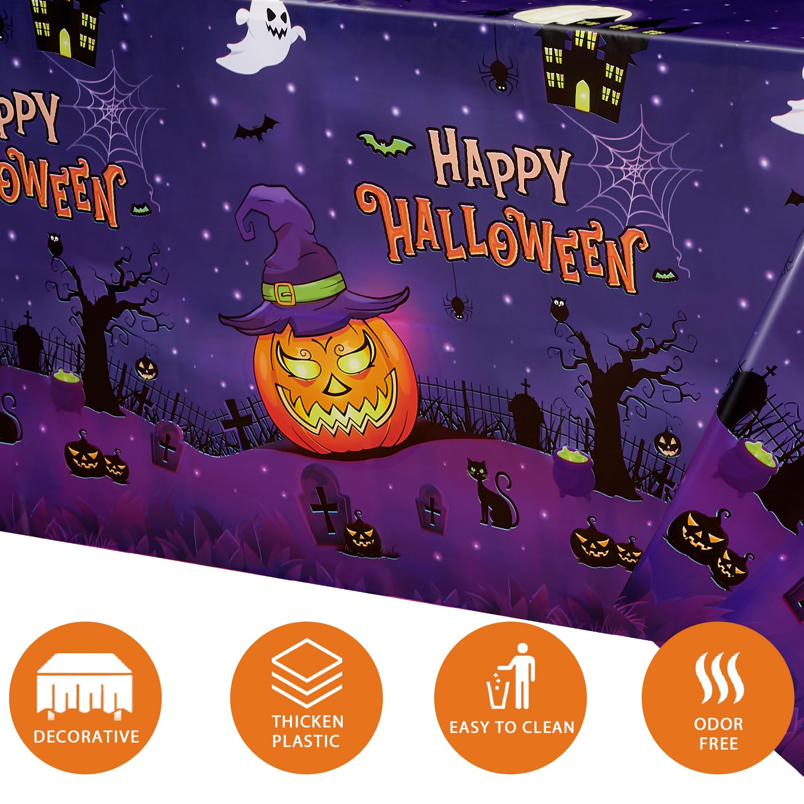 WERNNSAI Halloween Tablecloths 1 PC - Halloween Party Tablecloth Halloween Plastic Tablecloth 108" x54β Disposable Tablecloth Rectangular Tablecloth Waterproof Tablecloth Kids