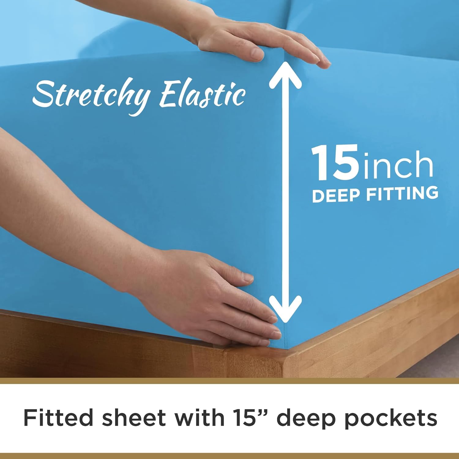 Full XL 100% Microfiber Double Brushed Sheet Set - Extra-Soft, Breathable & Wrinkle-Free - 15" Deep Pockets, 54" x 80" - Ideal for Extra Long Full Beds - 4PC Set (Full XL, Light Blue)