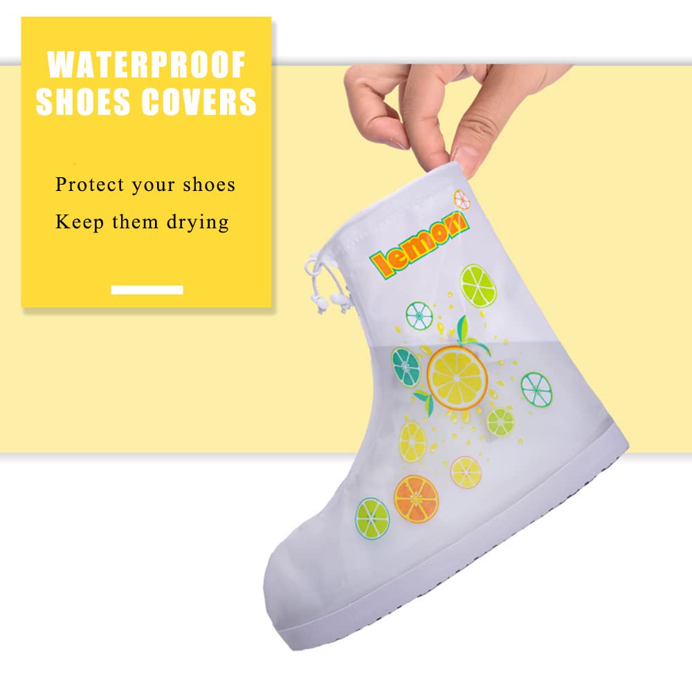 GUIGU Kids Shoe Covers for Rain Waterproof Overshoes for Cycling/Outdoor(Lemon Yellow,Medium)