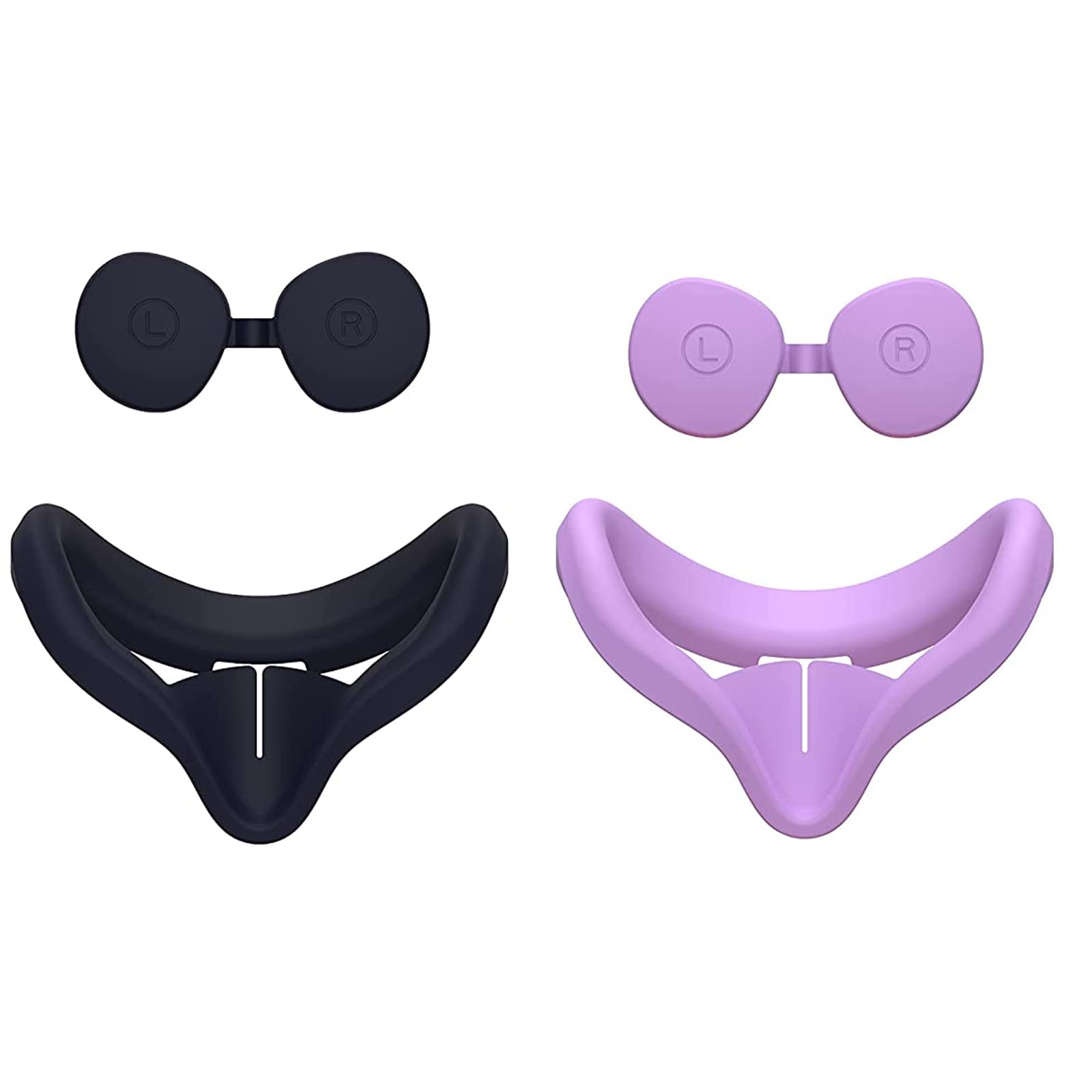 KIWI design Face Cushion Cover Pad with Lens Cover Compatible with Quest 2 Accessories(Black and Taro Purple)