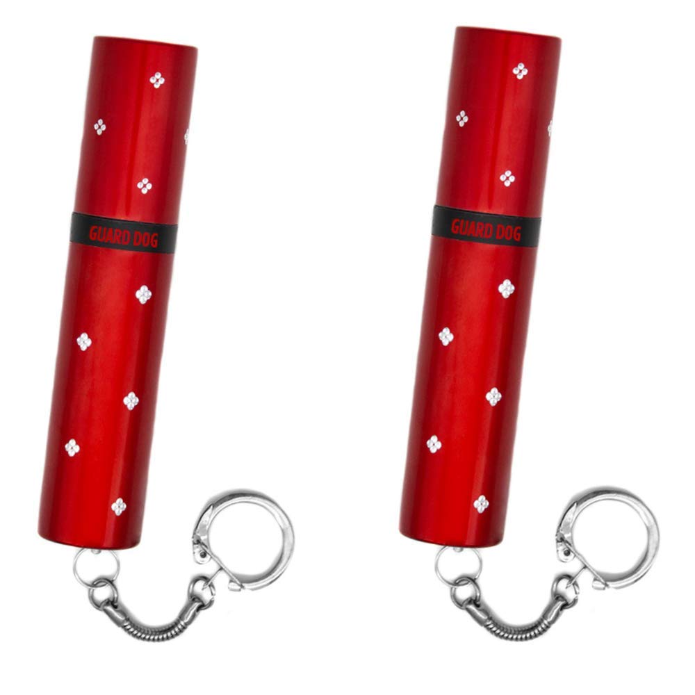 Guard Dog Security Elektra Lipstick Stun Gun for Women, Maximum Voltage - Police Strength, 100 Lumen Flashlight. Keychain. Rechargeable. Wall Charger Included (2-Pack Red)