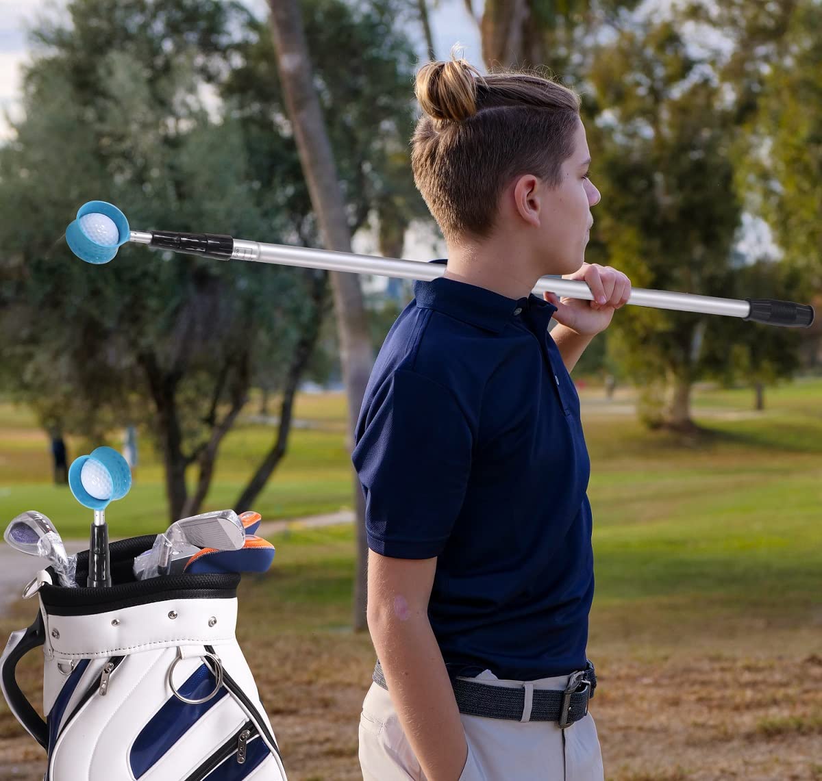 HOW TRUE Golf Ball Retriever, 12ft 15ft 18ft Aluminum Alloy Golf Ball Retriever Telescopic for Water Golf Ball Picker Grabber Golf Accessories Golf Gift (18ft)