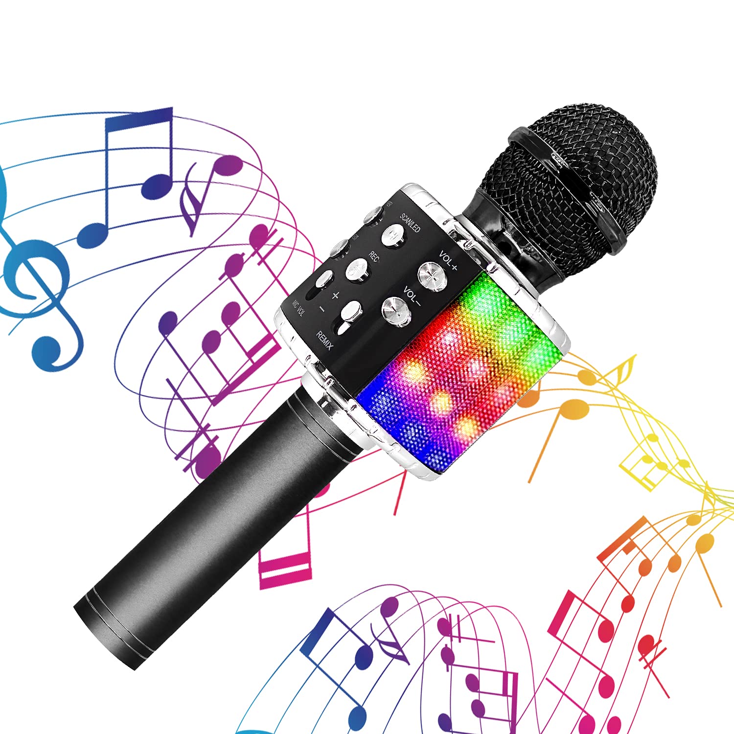 Howeifull Bluetooth Karaoke Microphone Wireless Kids Microphone for Singing, Handhled Karaoke Machine with LED Lights, Great Gifts for Girls Boys Adults All Age
