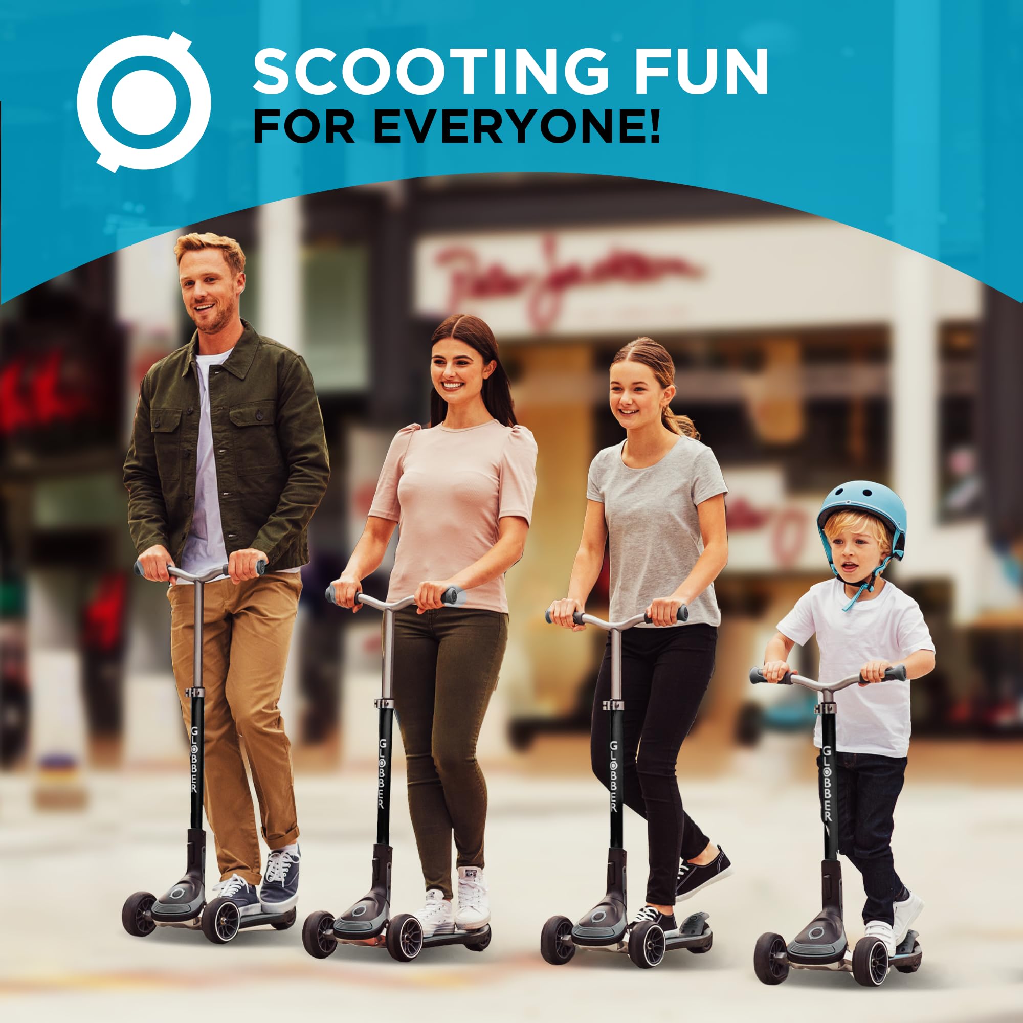 Globber Ultimum Scooter | 3-Wheel Kick Scooter for Adults & Kids 5+ | Foldable Kick Scooter with Safe, Non-Slip Deck & Premium Brakes (Navy Blue)