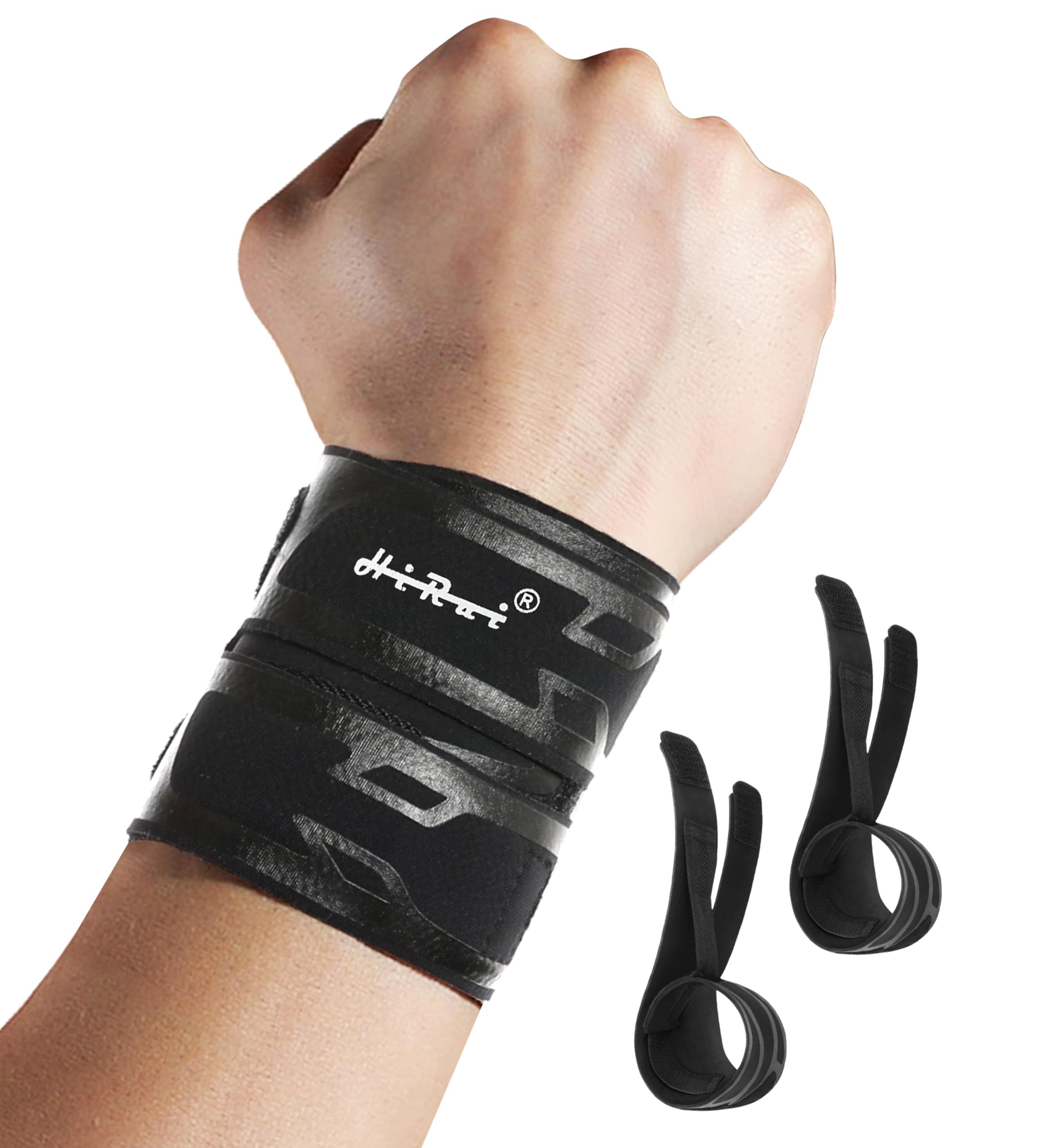 HiRui Wrist Brace Wrist Wrap for TFCC Tears, Ultra-thin Compression Wrist Strap Wrist Support for Workout Basketball Tennis Weightlifting Tendonitis Carpal Tunnel Syndrome-Adjustable (Black, 2 Pack)