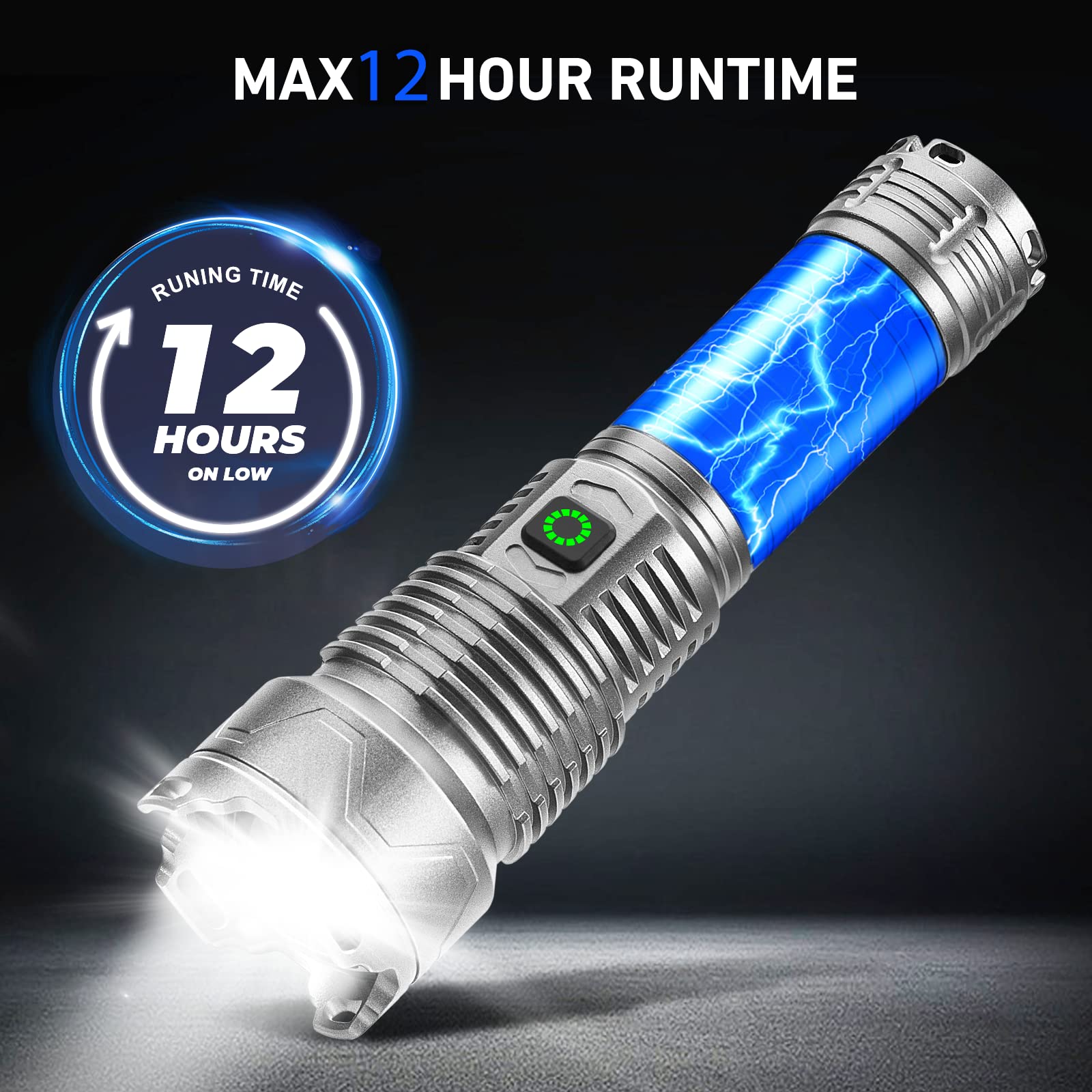 FUROLD Rechargeable LED Flashlights High Lumens 2 Pack 990,000 Super Bright Powerful Flash Light,5 Modes, IPX6 Waterproof,Handheld Tactical Flashlights for Emergency Camping Hiking
