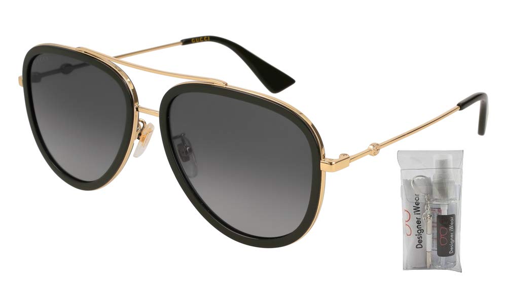 Gucci GG0062S 001 57M Gold/Gold Flash Aviator Sunglasses For Men + BUNDLE With Designer iWear Eyewear Kit