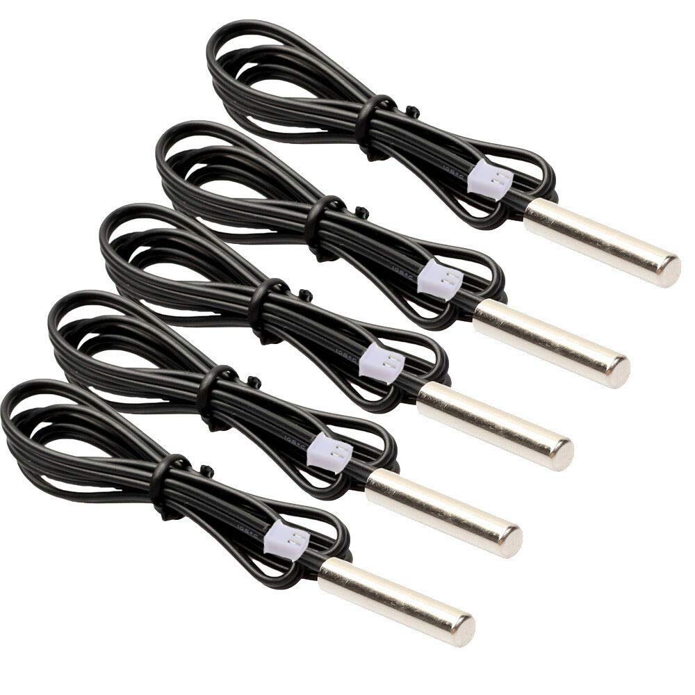 Hailege 5pcs NTC Temperature Sensor 100K 1% NTC B3950 Waterproof Probe Thermistor Accuracy Temperature Sensor Precision Temperature Probe 1M