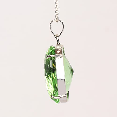 GEMHUB 20.00 Gram Light Green Amethyst Oval Cut Sterling Silver Gemstone Pendant, Healing Pendant, Mothers Day Special