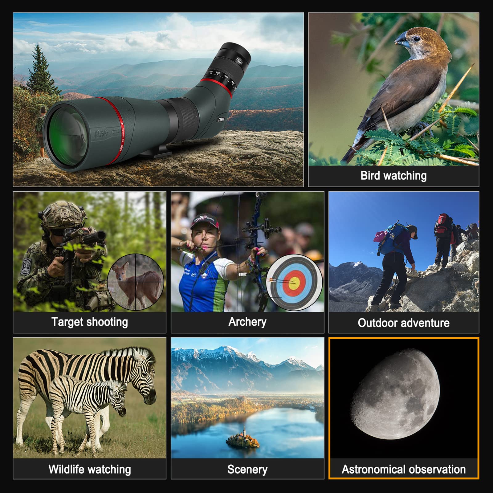 Gosky EagleView Upgrade 20-60x85mm ED Spotting Scope - Ultra High Definition & Extra-Low Dispersion Optics Spotter Scope with Smartphone Adapter