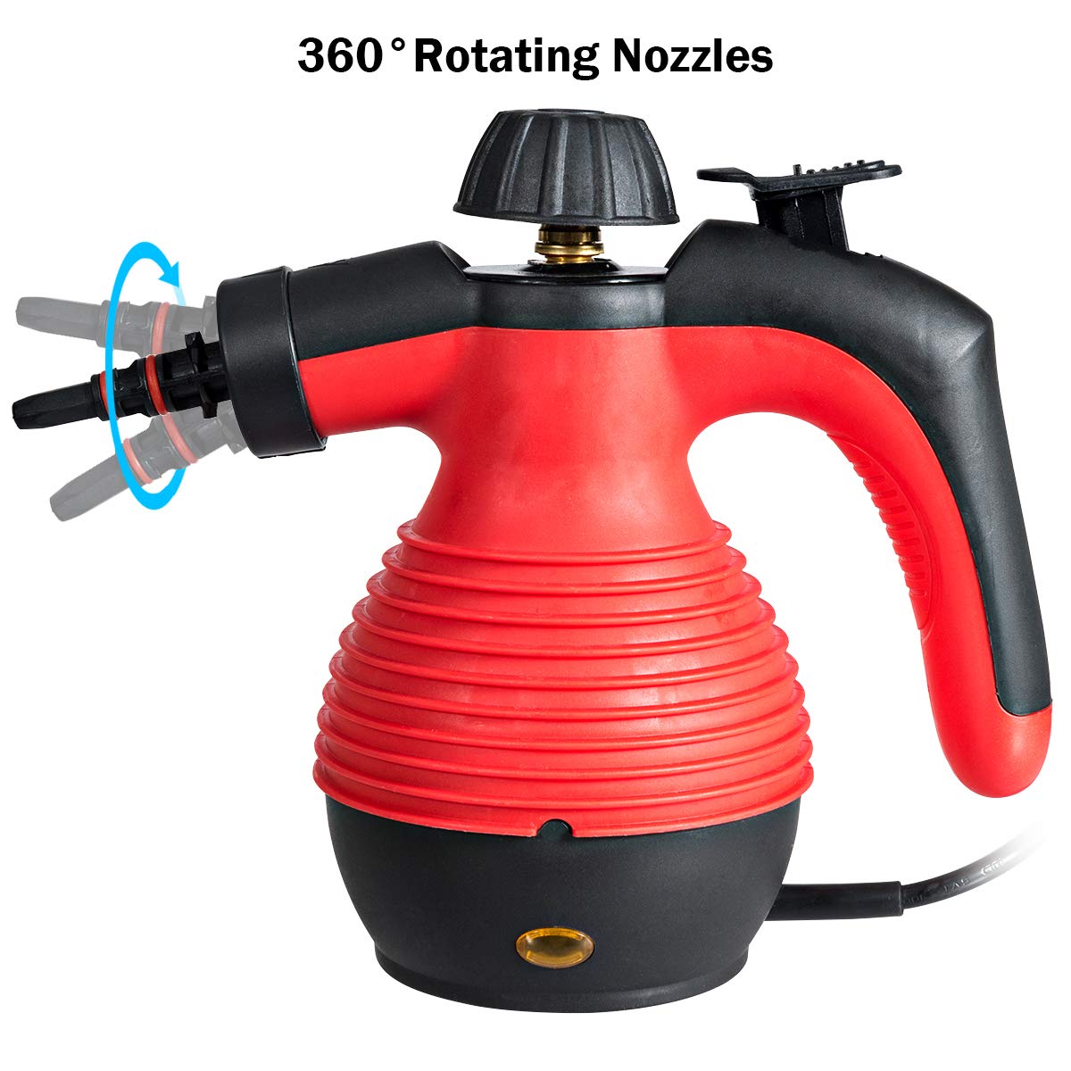 Goplus Handheld Pressurized Steam Cleaner with 9 Piece Accessories, Multipurpose Steamer w/Safety Lock for Carpet Curtain Car Seat, 1050W Portable Upholstery Steamer for Home Kitchen Bathroom(Red)