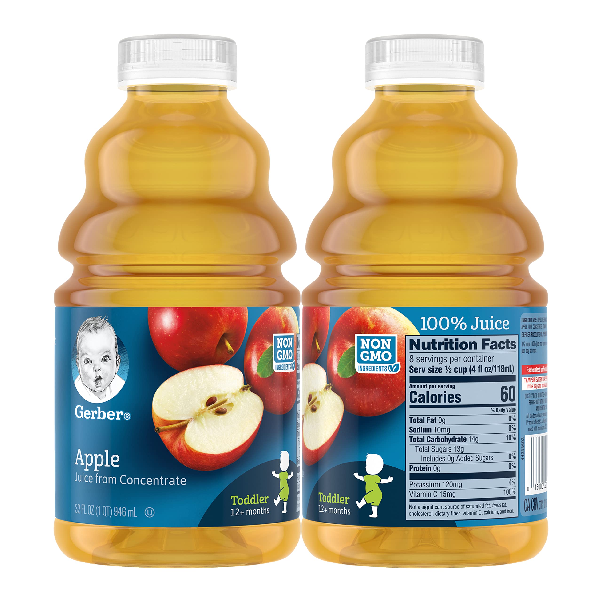 Gerber Toddler Juice Variety Pack, Apple, Pear, White Grape, and Strawberry Kiwi, 32 Oz (Pack of 4)