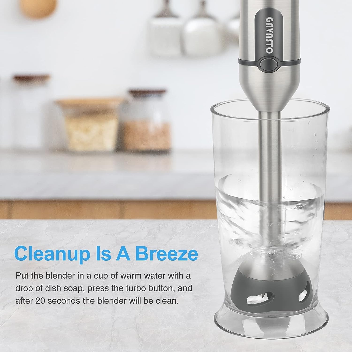 Gavasto Immersion Blender 800 Watts Scratch Resistant Hand Blender,15 Speed and Turbo Mode Hand Mixer, 3-in-1 Heavy Duty Copper Motor Stainless Steel Smart Stick with Egg Beaters and Chopper