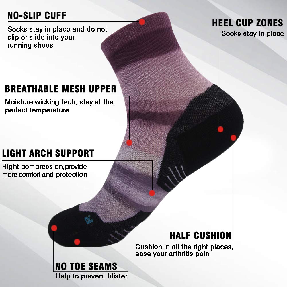 HUSO Novelty Crazy Socks Gift, Mens Womens Patterned Seamless Crew Wick Dry Running Socks 6 Pairs (Multicolor,L/XL)