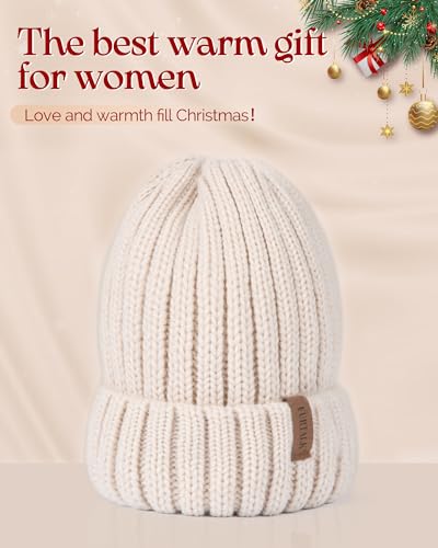 FURTALK Winter Hats for Women Fleece Lined Beanie Knit Chunky Womens Snow Cap