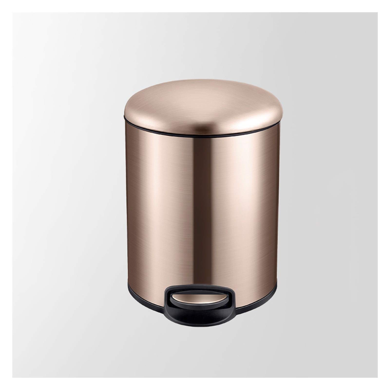 Garbage Recycling Bin Stainless Steel Step Trash Can Home Living Room Bathroom Pedal Garbage Bin Creative Kitchen Foot Pedal with Lid Waste Basket 3 Colors Kitchen Trash Can (Brown 13L)
