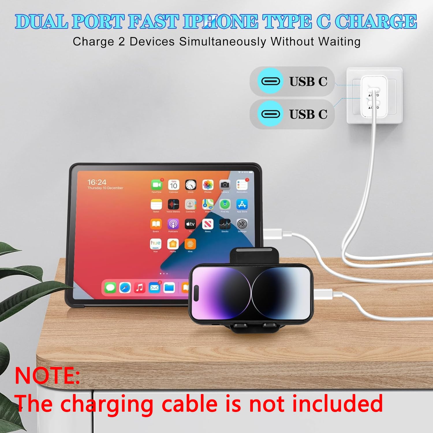 IPhone 15 Charger, [Apple MFi Certified] 20W USB C Wall Charger Block with 6ft USB C to C Fast Charging Cord for IPhone 15 Pro/15 Pro Max/15 Plus, iPad Pro 12.9/11, iPad Air 5th/4th, iPad 10