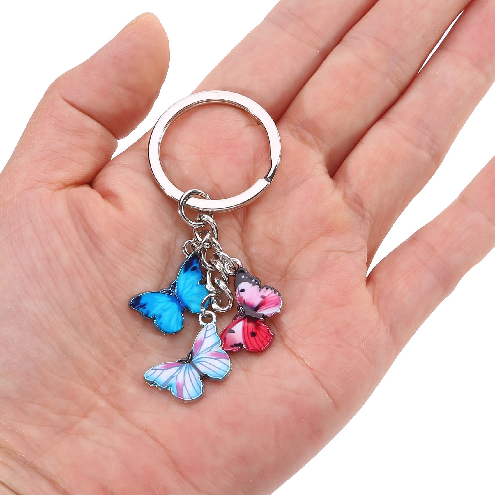 GloryMM Multicolor Butterfly Pendant Keyring Butterfly Keychain Colorful Butterfly Cute Bag Charm for Women,Style A
