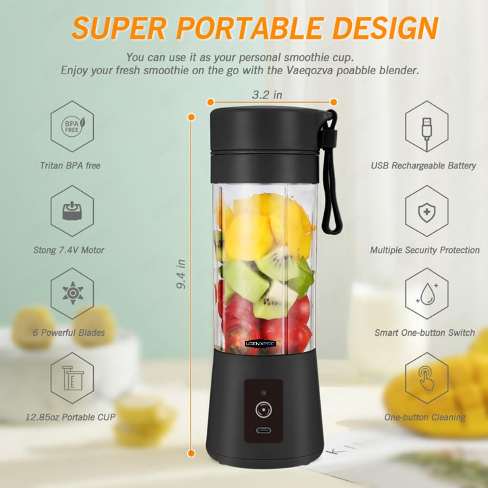 Generic Portable Blender, Pink, USB Rechargeable, Detachable Attachment, 380ml Capacity