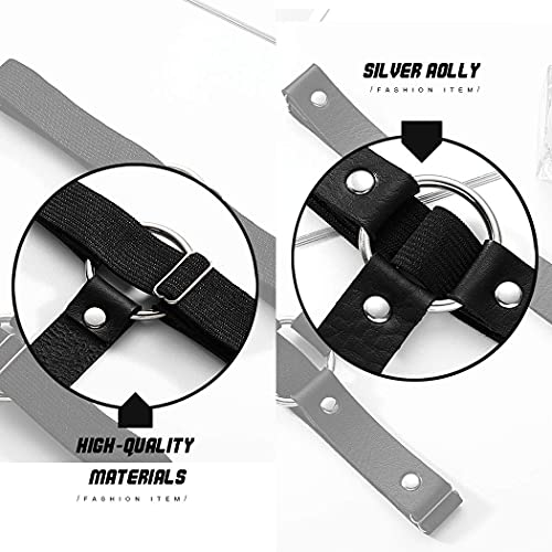 GEMILY Leather Leg Harness Black Goth Punk Thigh Chains Rave Accessories Party Thigh Holster Strap Leg Chain Body Chains for Women and Girls (1)