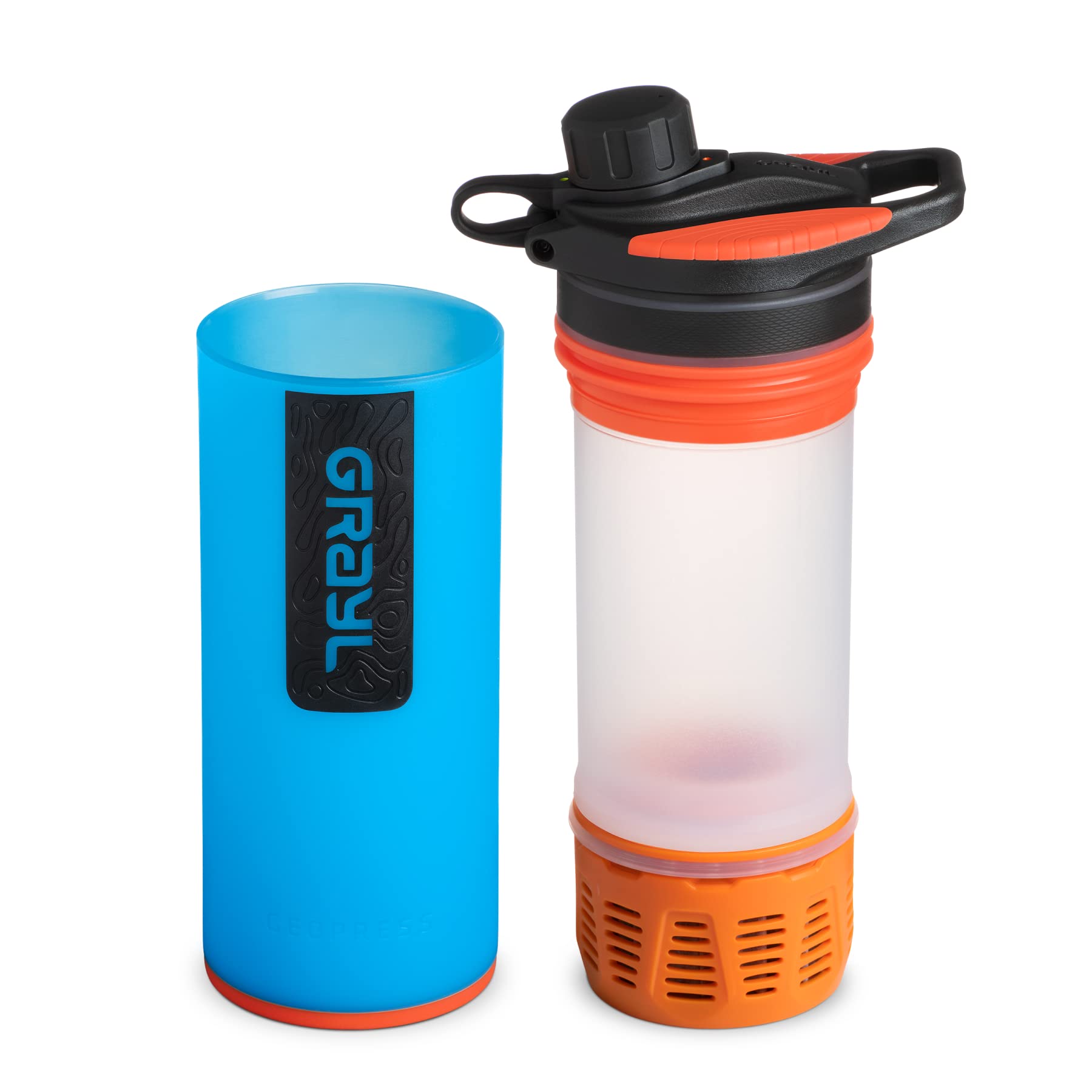 GRAYL GeoPress 24 oz Water Purifier Bottle - Filter for Hiking, Camping, Survival, Travel (Alpine White)
